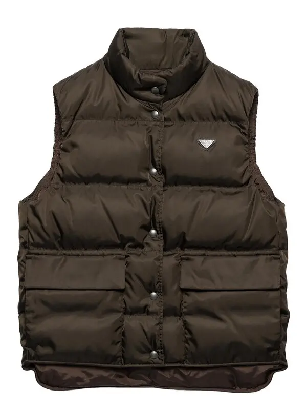 Prada Re-nylon Down Vest - Brown