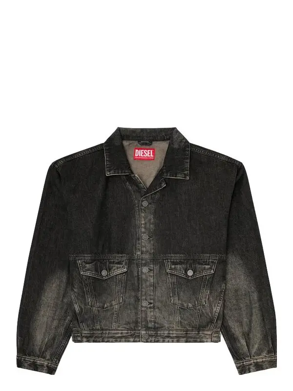 DIESEL® Trucker Jacket In Dirty-effect Denim - Black