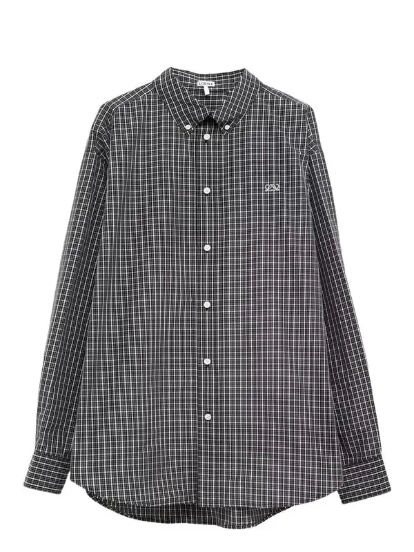 Loewe Anagram-embroidered Checked Shirt - Black