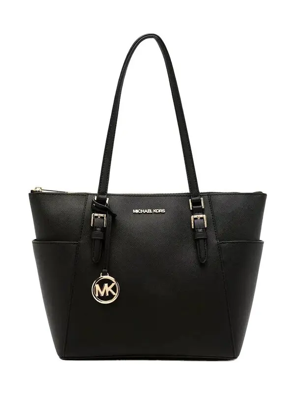 Michael Kors Charlotte Saffiano-leather Shoulder Bag - Black