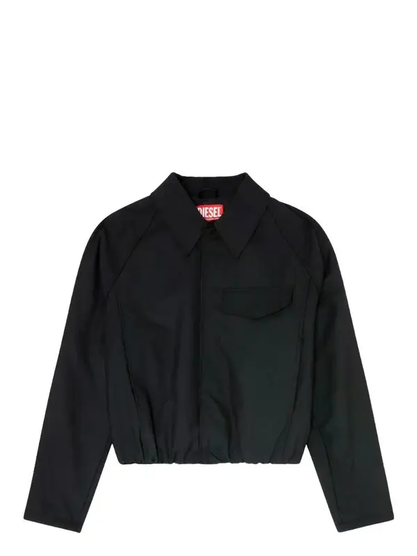 DIESEL® Raglan-sleeve Gathered Bomber Jacket - Black
