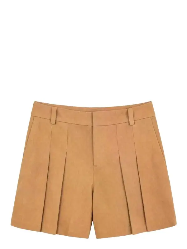 Alice + Olivia Blaire Pleated Tailored Shorts - Brown