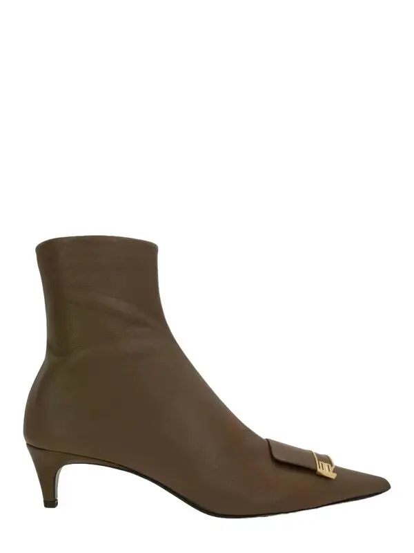 SERGIO ROSSI Evolv Buckle-detail Calf Leather Ankle Boots - Brown