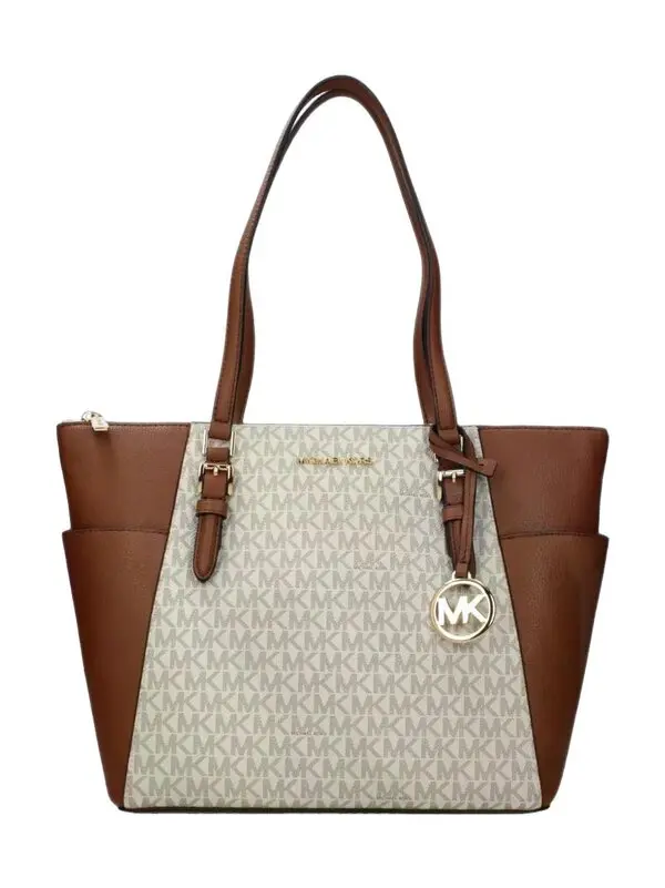 Michael Kors Charlotte Logo-print Leather Tote Bag - Neutrals