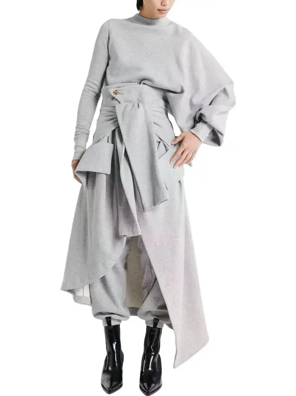 A.W.A.K.E. Mode Asymmetric Slouched-sleeve Sweatshirt - Grey