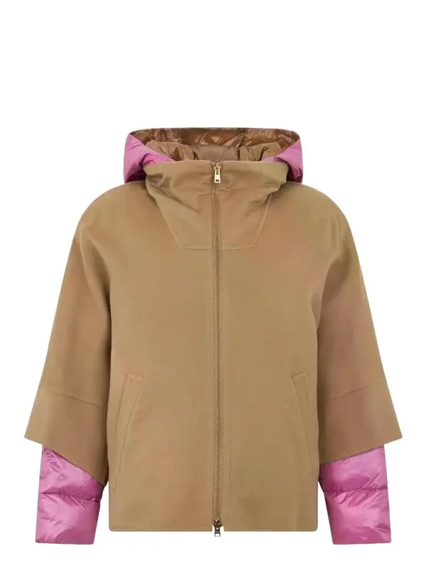 Herno Hooded Layered-sleeve Jacket - Brown