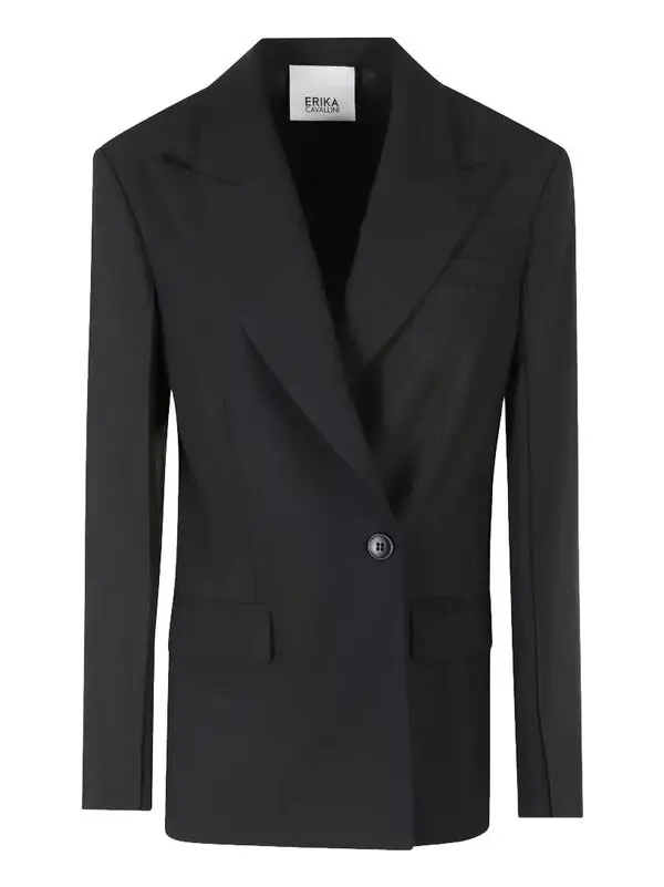 Erika Cavallini Peak-lapels Embellished-cuffs Blazer - Black