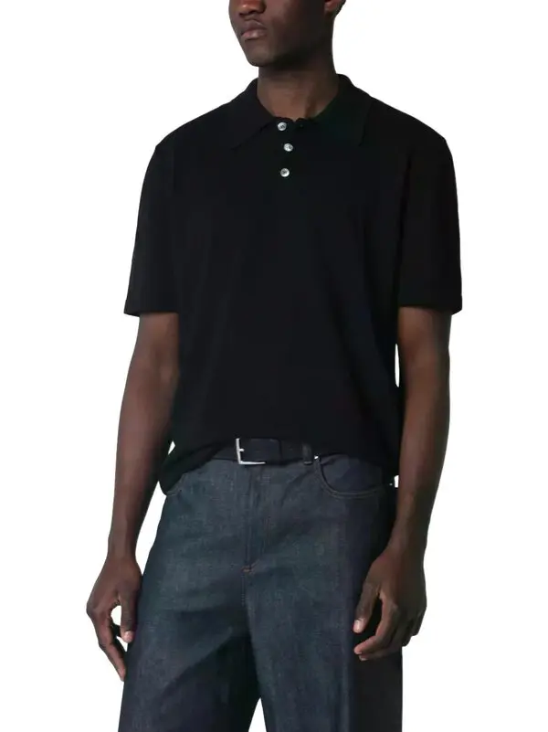 A.p.c. Logo-embroidered Short-sleeve Polo Shirt - Black