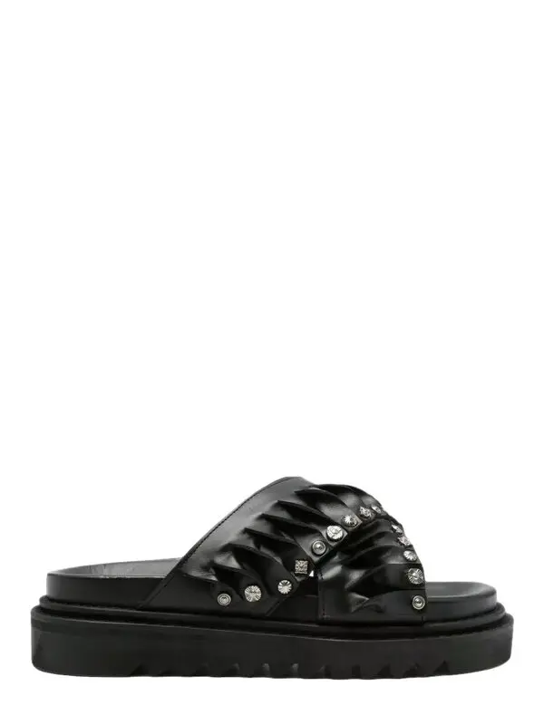 TOGA VIRILIS Studded Ruffled Sandals - Black
