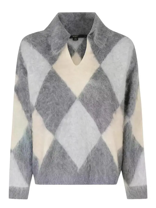 Seventy Argyle-knit Polo Sweater - Grey