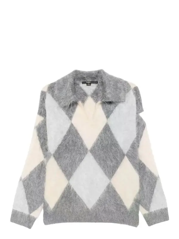 Seventy Argyle Intarsia-knit Sweater - Grey