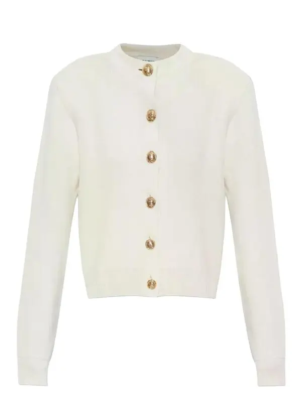 Balmain Shoulder-pad Button-up Wool Cardigan - Neutrals