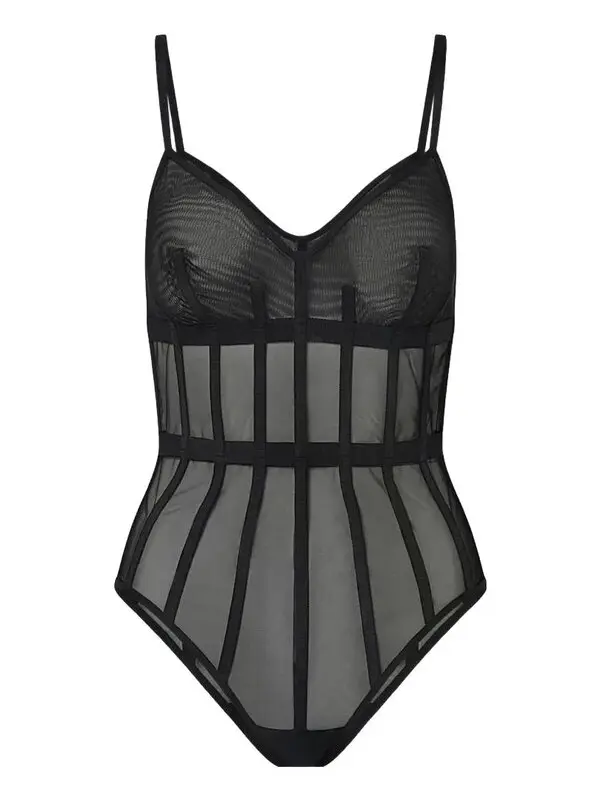 Liu Jo Tulle Structured Bodysuit - Black
