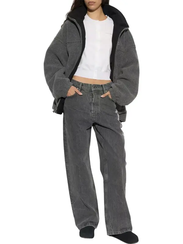 Alexander Wang Crystal-embellished Wide-leg Jeans - Grey
