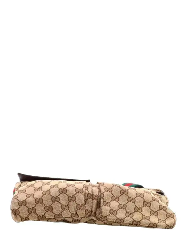 Gucci Vintage Double Gg Canvas With Leather Belt Bag - Brown
