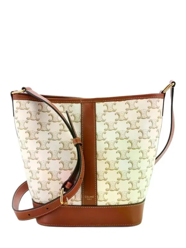 Celine Triomphe Coated Canvas Small Bucket Bag - Brown