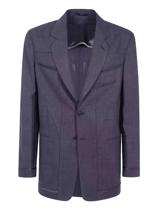 Paul Smith Cordonetto Panelled Wool Blazer - Blue