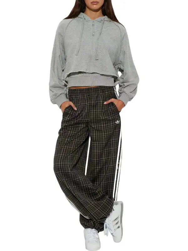 Adidas Layered-effect Cropped Hoodie - Grey
