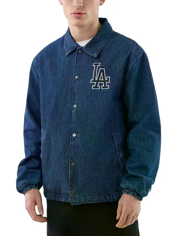 New Era La Dodgers Mlb Logo-patch Denim Jacket - Blue