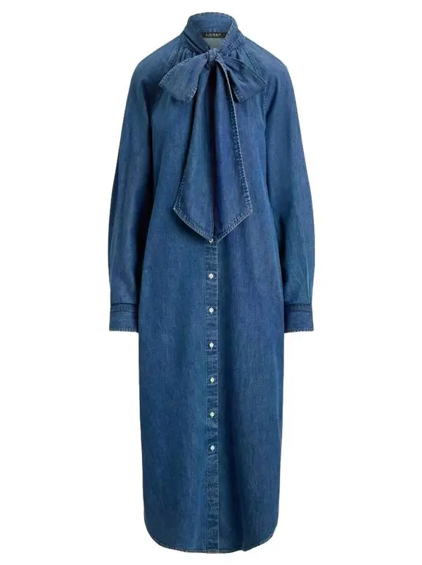 Ralph Lauren Tie-neck Midi Dress - Blue
