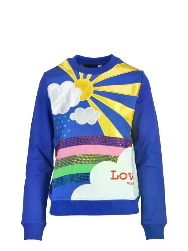 Moschino Rhinestone-embellished Crew-neck Sweatshirt - Blue