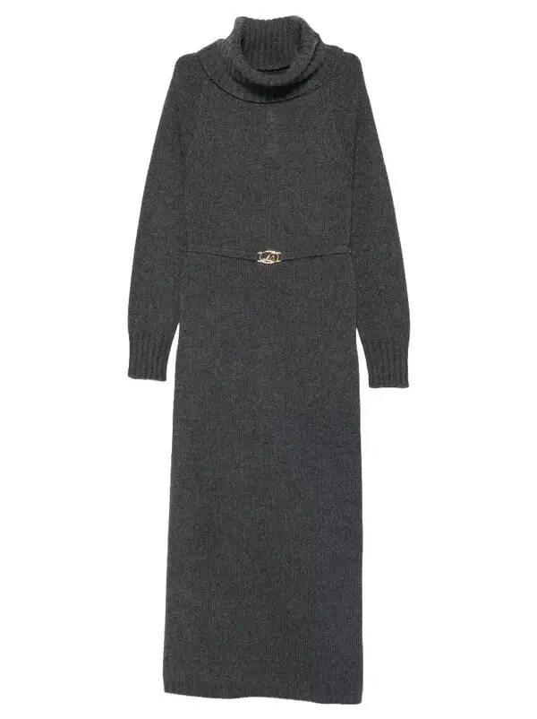 TWINSET Roll-neck Maxi Dress - Grey