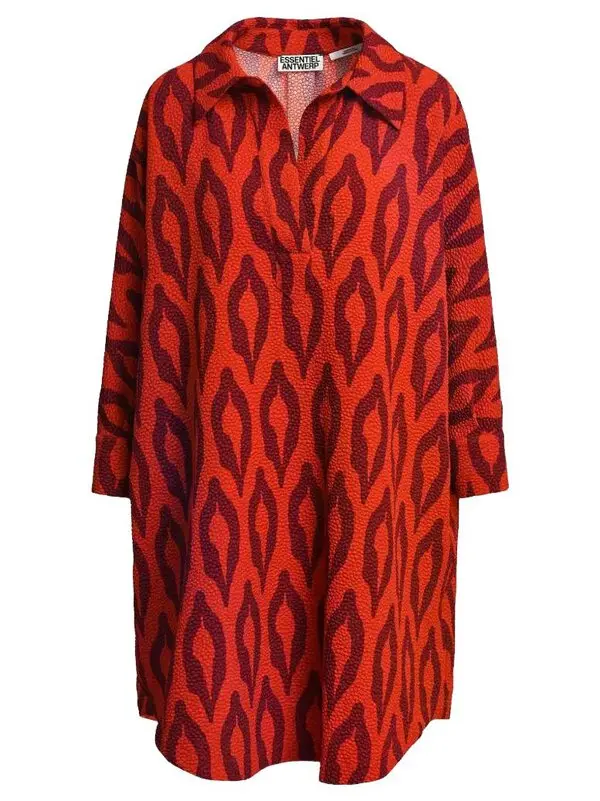 Essentiel Antwerp Klumsy Graphic-print Midi Dress - Orange