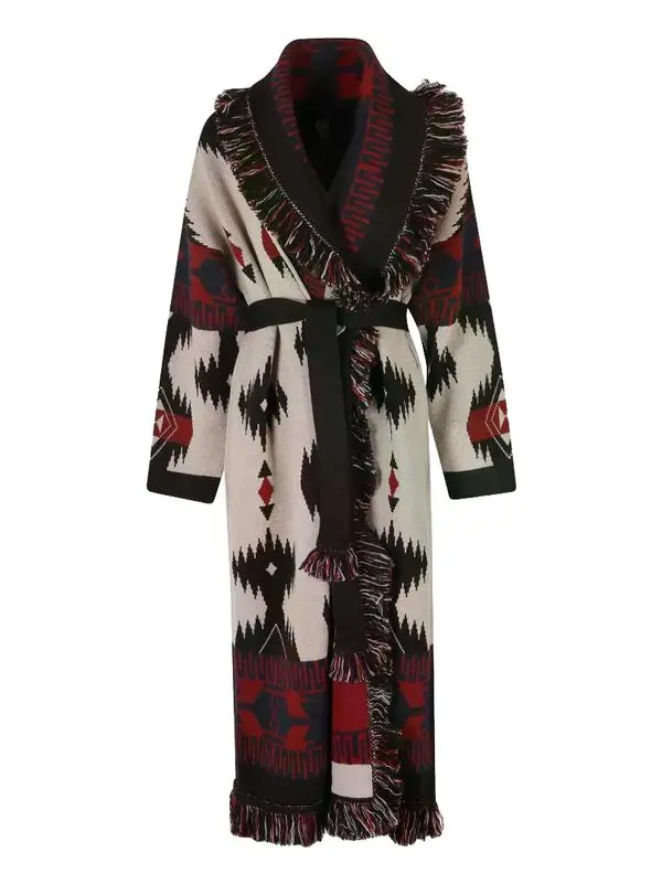 Alanui Icon Jacquard Fringe Coat - Neutrals
