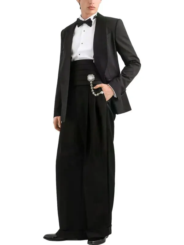 Dolce & Gabbana Double-breasted Tuxedo Jacket In Techno Gabardine - Black