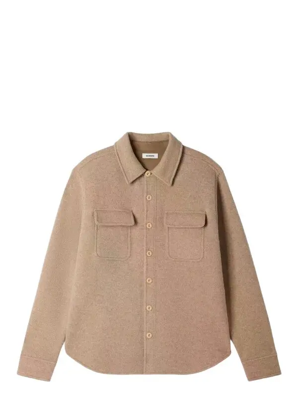 Sandro Boiled Wool Overshirt - Neutrals