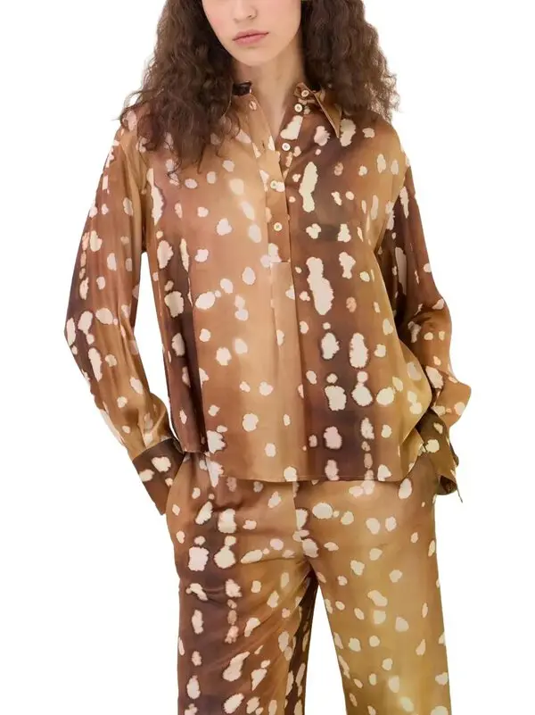 OTTOD'AME Animal-print Long-sleeve Shirt - Brown