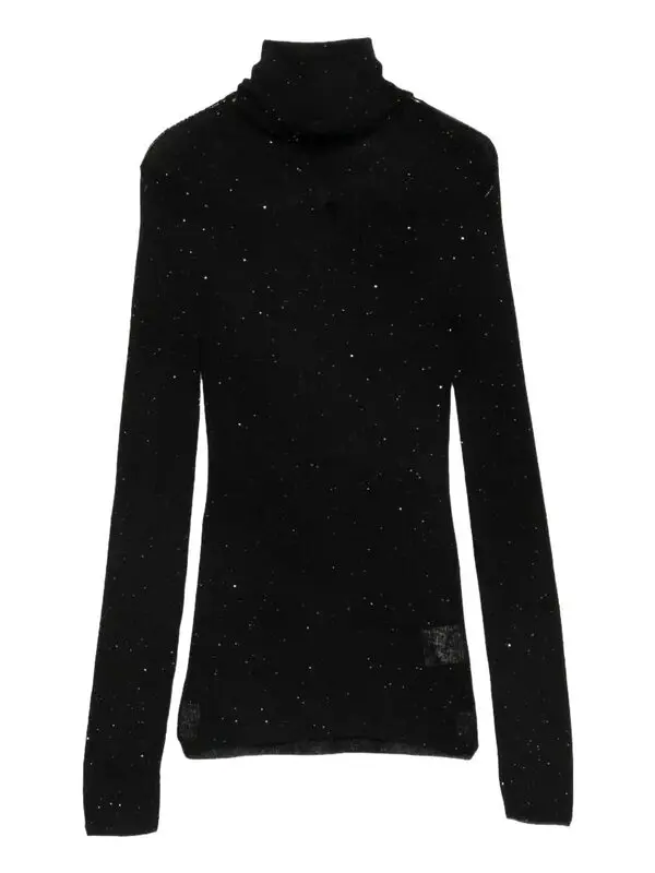 ELEH Sequin-embellished Roll-neck Sweater - Black