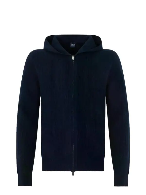 Fedeli Zip-up Cashmere Hoodie - Blue