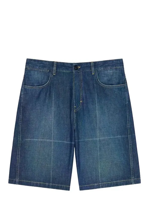 Givenchy Couture Seam Bermuda Shorts In Denim With Folded Effect - Blue