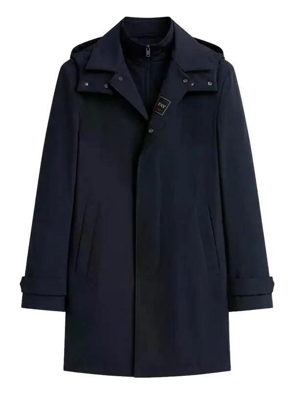 FAY Button-fastening Layered-neck Coat - Blue