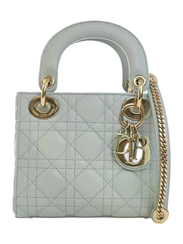 Dior 2023 Mini Lambskin Cannage Lady Satchel - Blue