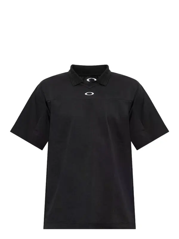 Oakley Logo-embroidered Polo-collar T-shirt - Black