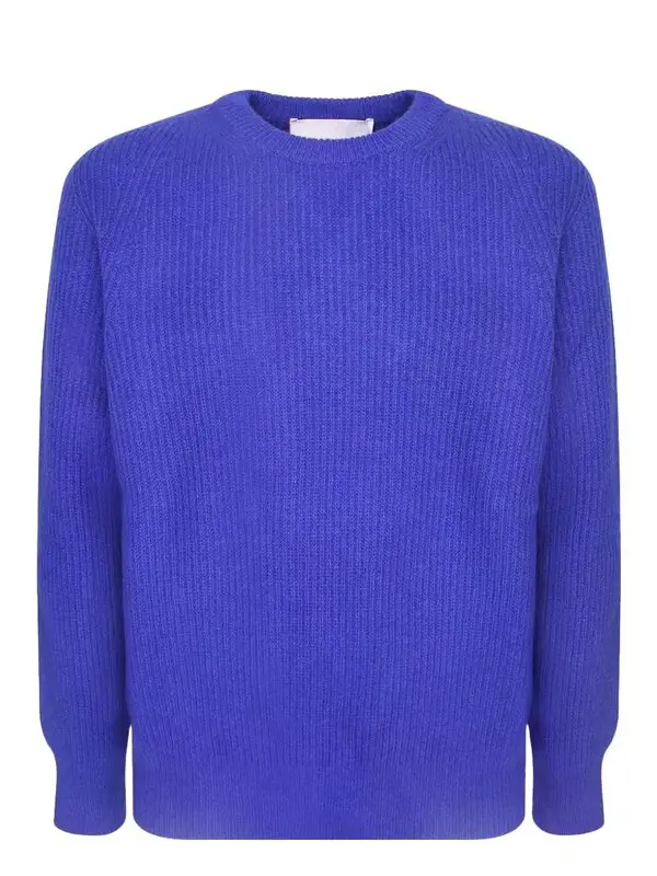 AMARANTO Ribbed-knit Raglan-sleeve Sweater - Blue