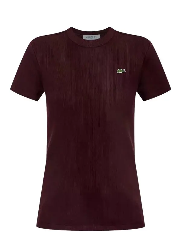 Lacoste Logo-patch Ribbed T-shirt - Brown