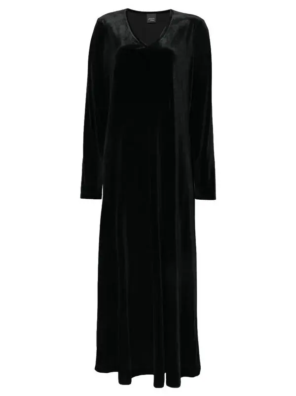 Marina Rinaldi Velvet V-neck Maxi Dress - Black