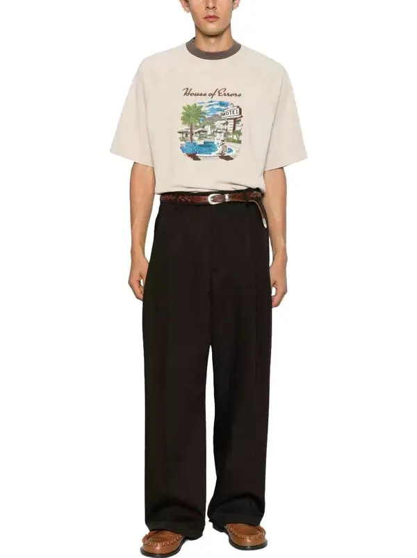 HOUSE OF ERRORS Motel Steakout Logo-embroidered T-shirt - Neutrals