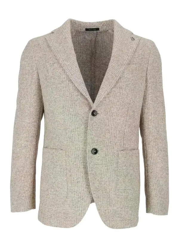 BRERAS MILANO Check-pattern Notched-lapel Blazer - Neutrals