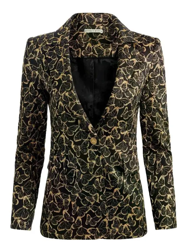 Alice + Olivia Macey Butterfly-pattern Blazer - Black