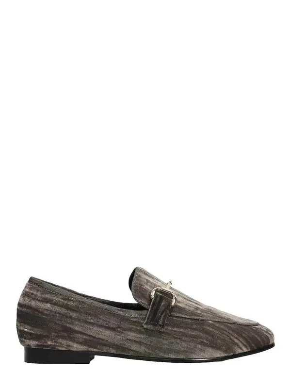 BIBI LOU Ashe Horsebit-detail Velvet Loafers - Grey