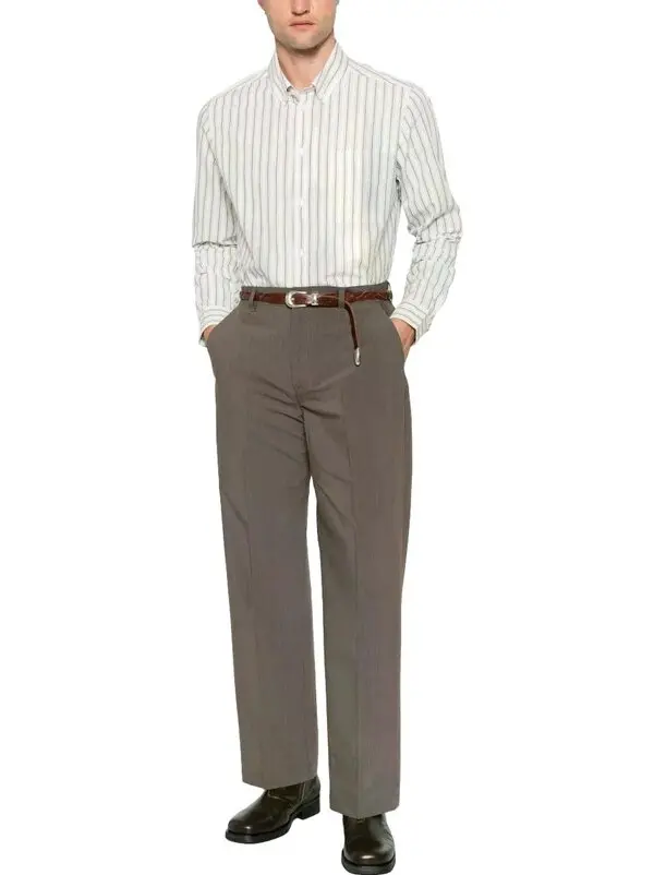 LES DEUX Pressed-crease Straight-leg Trousers - Brown