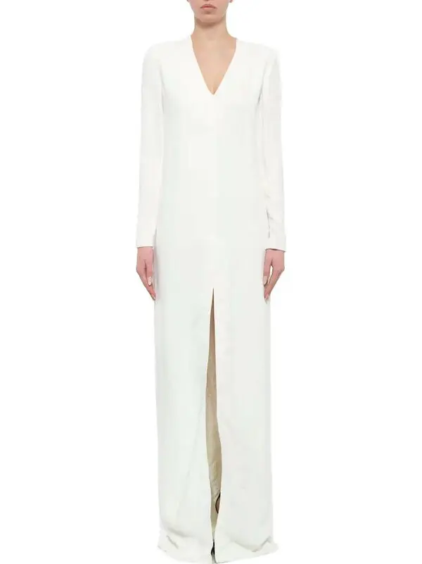 LANVIN V-neck Front-slit Maxi Dress - White