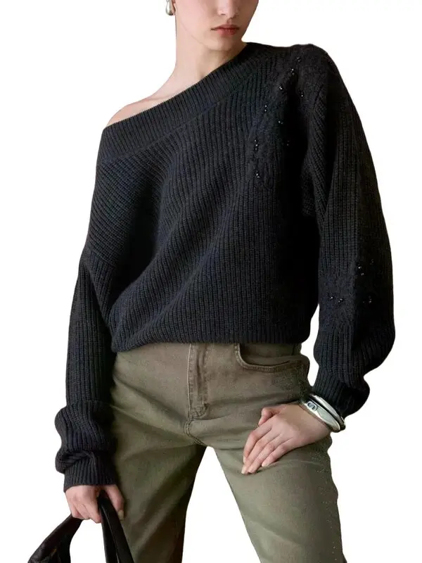 Liu Jo Wool Sweater With Embroidery - Grey