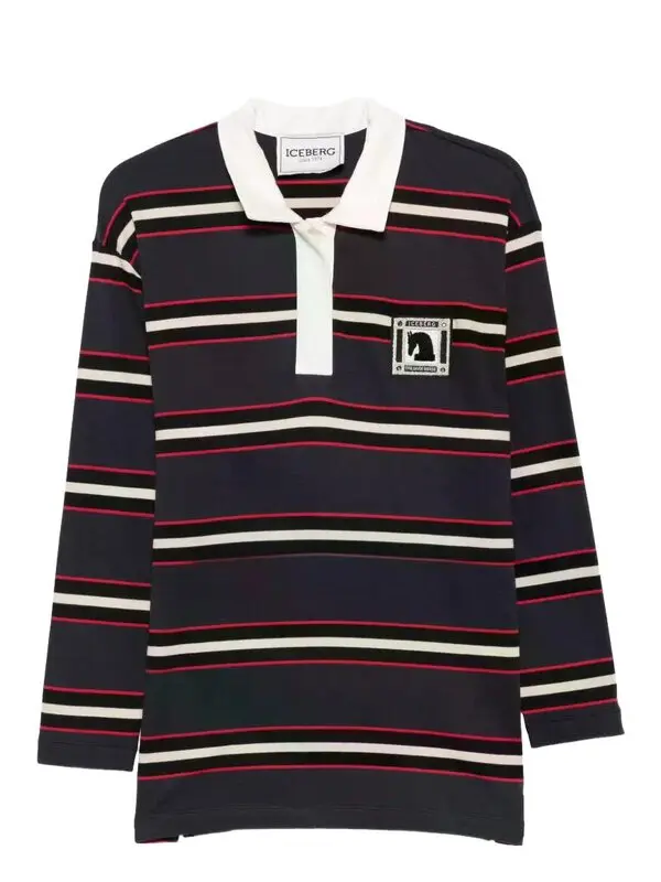 Iceberg Striped Logo-patch Polo Top - Blue