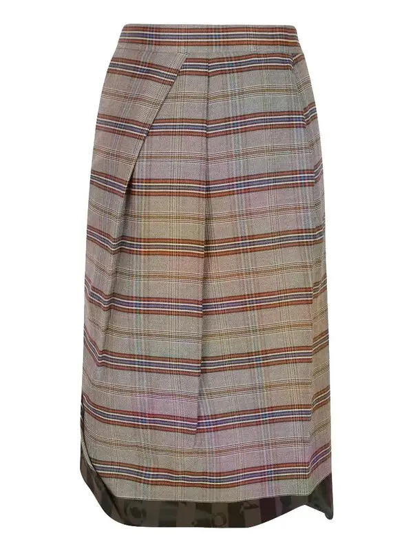VIVIENNE WESTWOOD Zoey Check-pattern Draped Midi Skirt - Brown