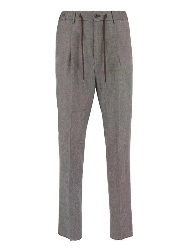 Tagliatore Houndstooth-pattern Drawstring Tailored Trousers - Grey